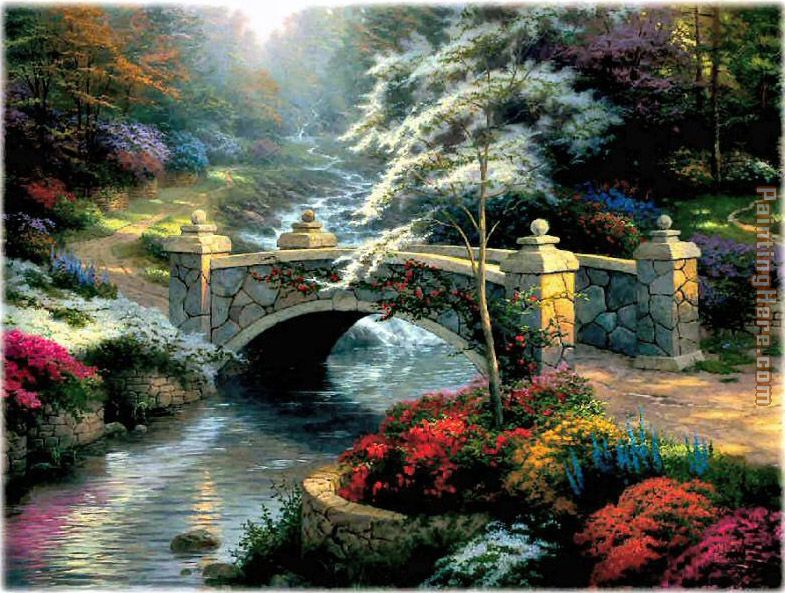 Thomas Kinkade Bridge of Hope painting anysize 50% off - Bridge of Hope ...